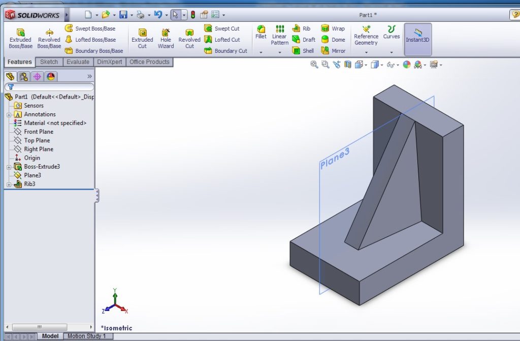 How To Use Solidworks Rib Tool Feature In Solidworks Cad Software